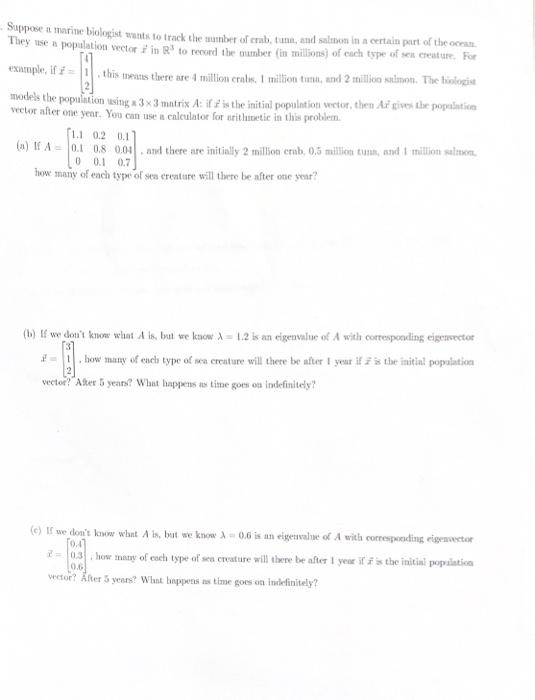 Solved using linear algebra need help explaining and solving | Chegg.com