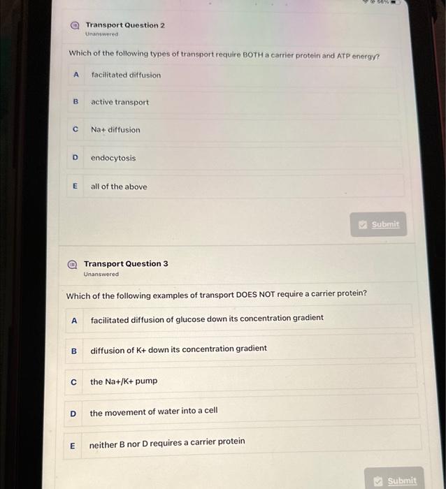 Solved Transport Question 1 Unanswered Choose the true | Chegg.com