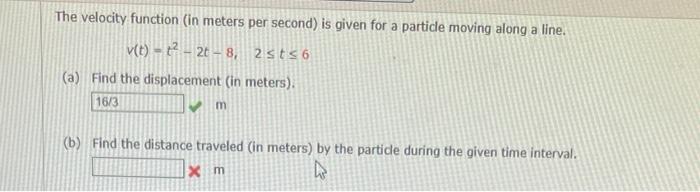 Solved The velocity function (in meters per second) is given | Chegg.com