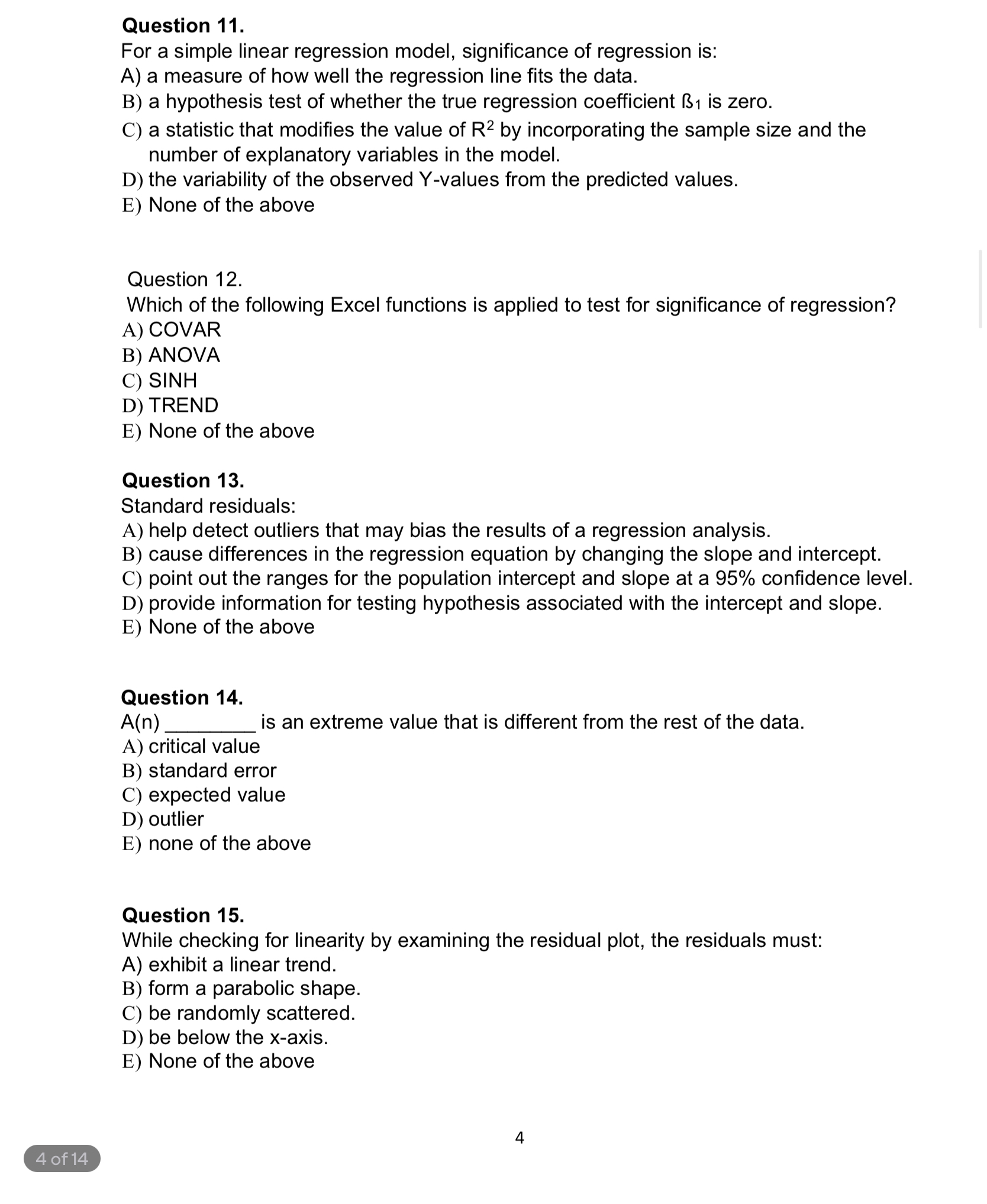 Solved Question 11.For a simple linear regression model, | Chegg.com