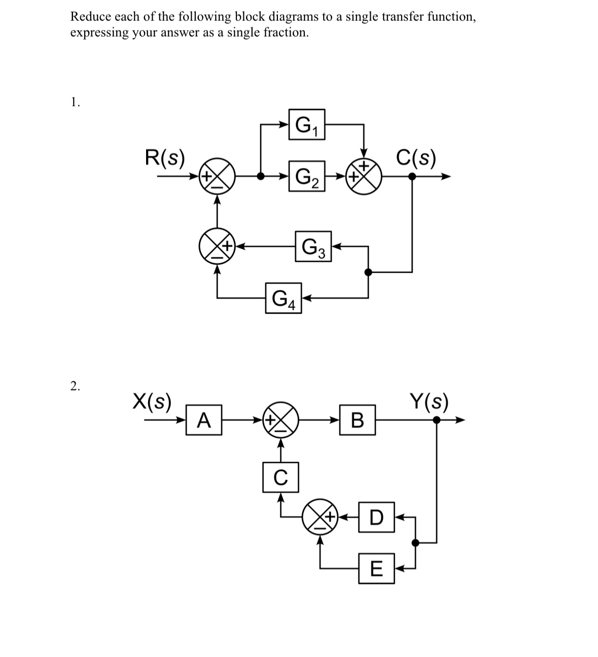 Solved Reduce each of the following block diagrams to a | Chegg.com
