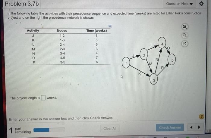 Solved Problem 3.7b Question Help In the following table the | Chegg.com