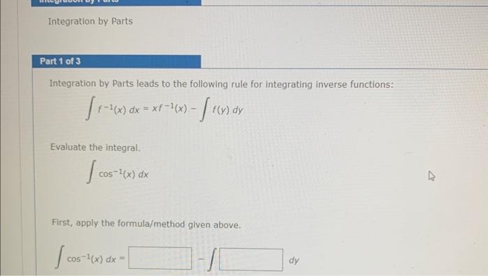Solved Integration by Parts leads to the following rule for | Chegg.com