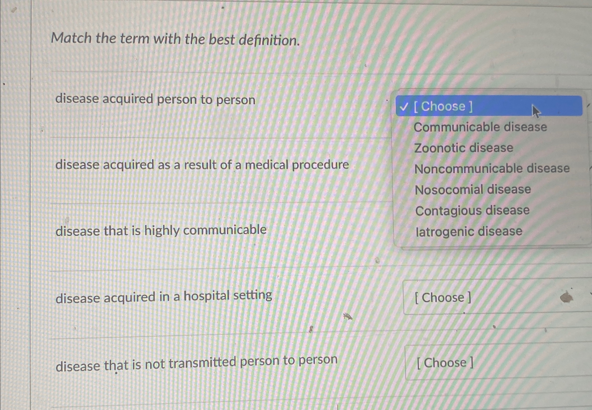 Solved Match the term with the best definition.disease | Chegg.com