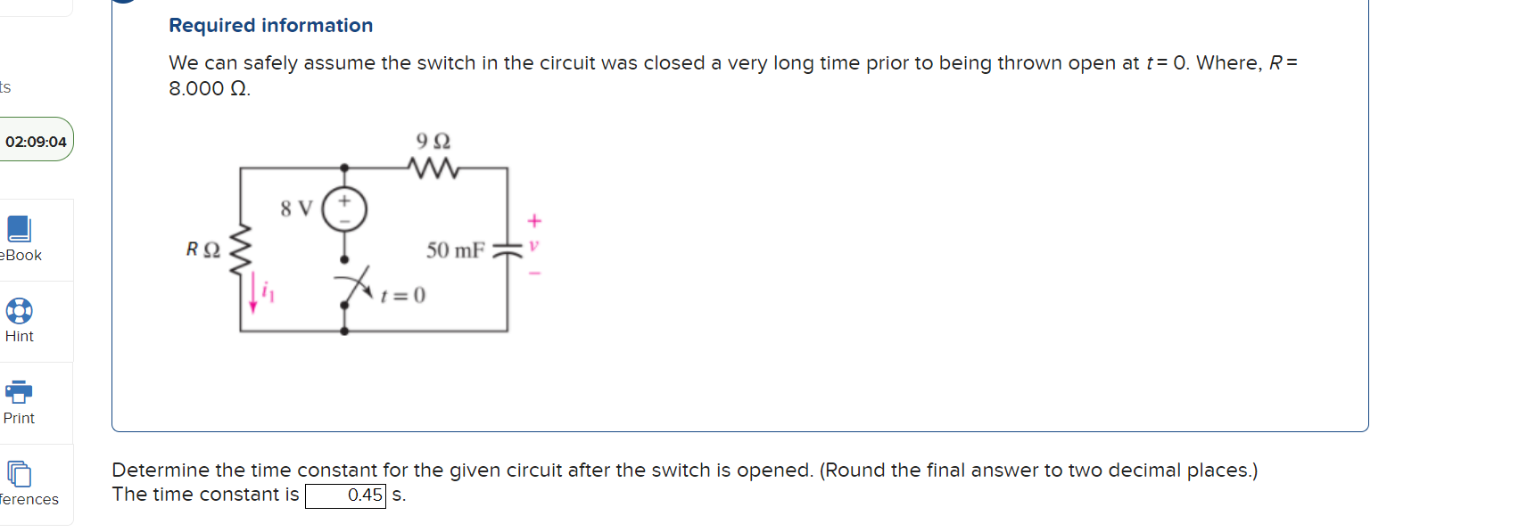 Solved Determine the time constant for the given circuit | Chegg.com