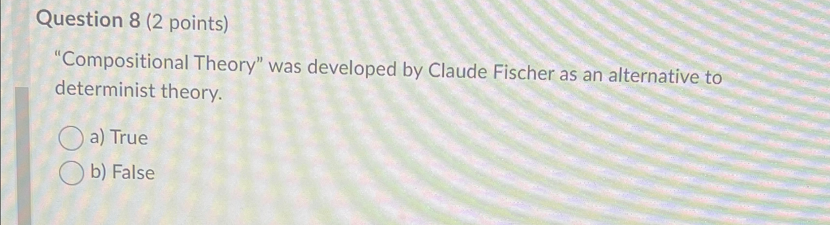 Solved Question 8 (2 ﻿points)"Compositional Theory" was | Chegg.com