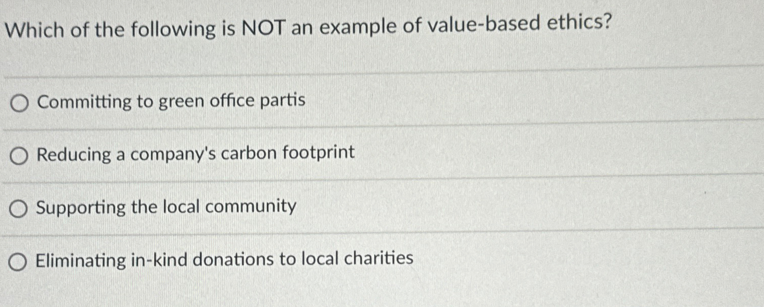 Solved Which of the following is NOT an example of | Chegg.com