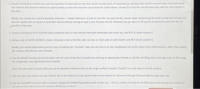 Solved 1. Create a formula in cell D6 that uses the quantity | Chegg.com
