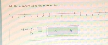 Solved Add the numbers using the number line.-3+(-2)= | Chegg.com