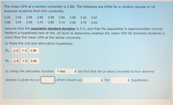 Solved The mean GPA at a certain university is 2.88. The | Chegg.com