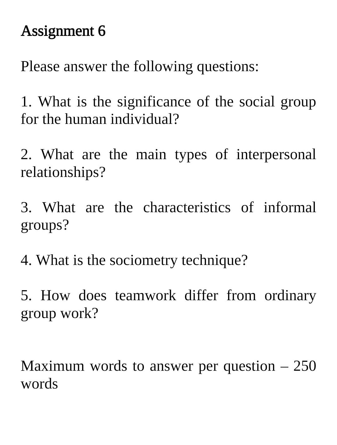 Solved Assignment 6 Please answer the following questions: | Chegg.com
