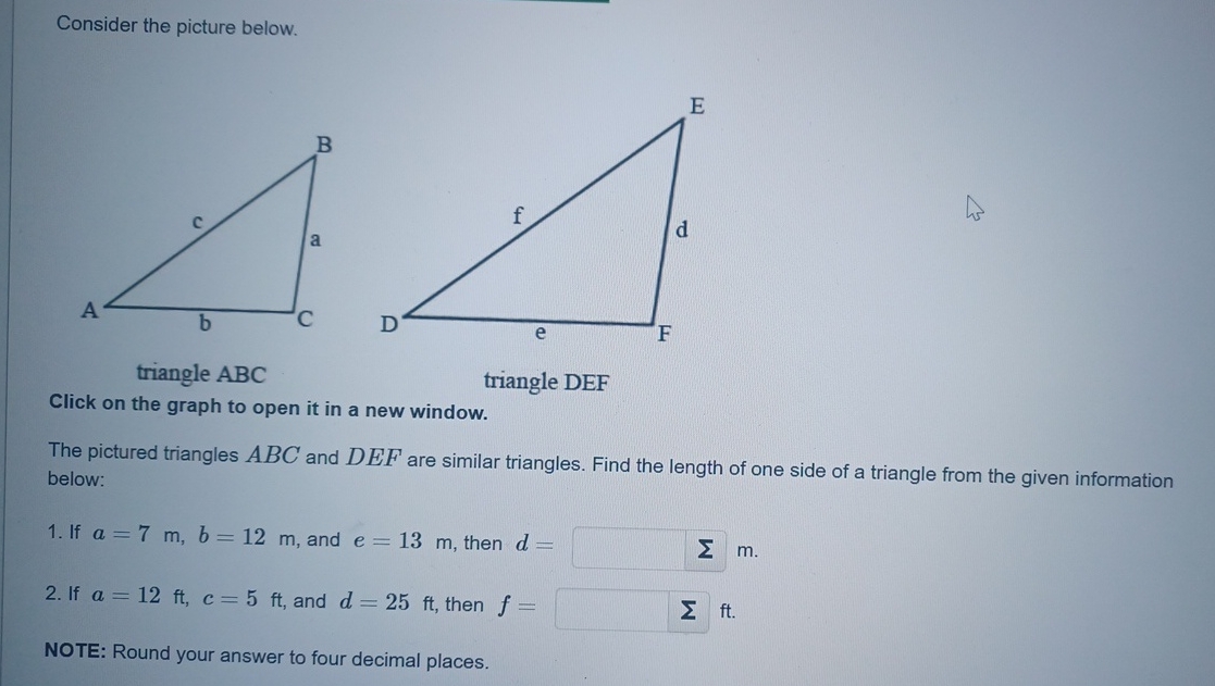 Solved Consider the picture below.triangle ABCClick on the | Chegg.com