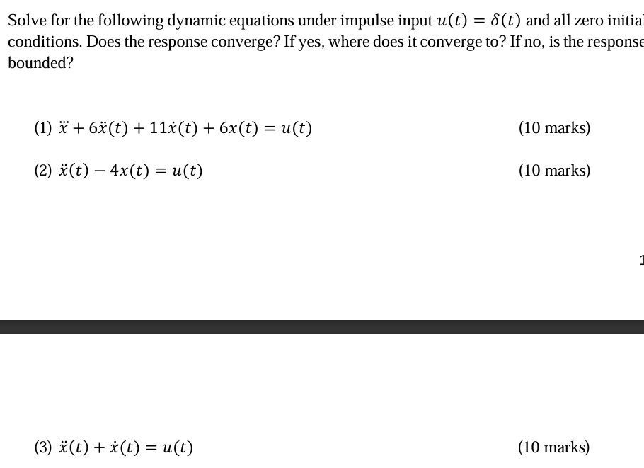 Solved Solve for the following dynamic equations under | Chegg.com