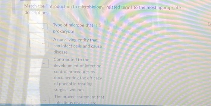 Solved Match the "introduction to microbiology" related | Chegg.com