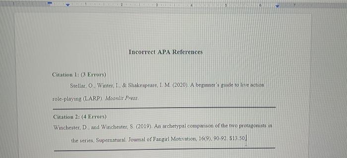 Solved 4 6 Incorrect APA References Citation 1: (3 Errors) | Chegg.com