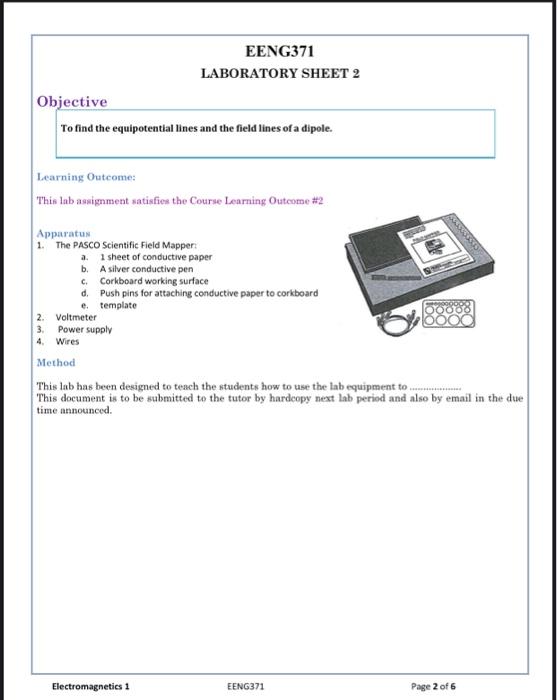 Solved Apparatus 1. The PAscO Scientific Field Mapper: a. 1 | Chegg.com