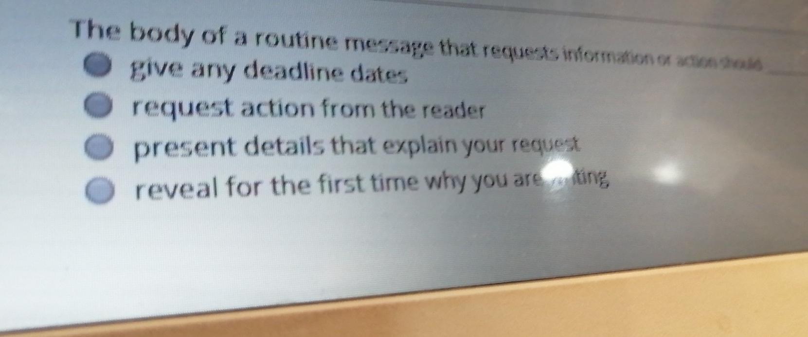Solved The body of a routine message that requests | Chegg.com