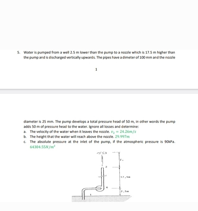 Solved Water is pumped from a well 2.5m ﻿lower than the pump | Chegg.com