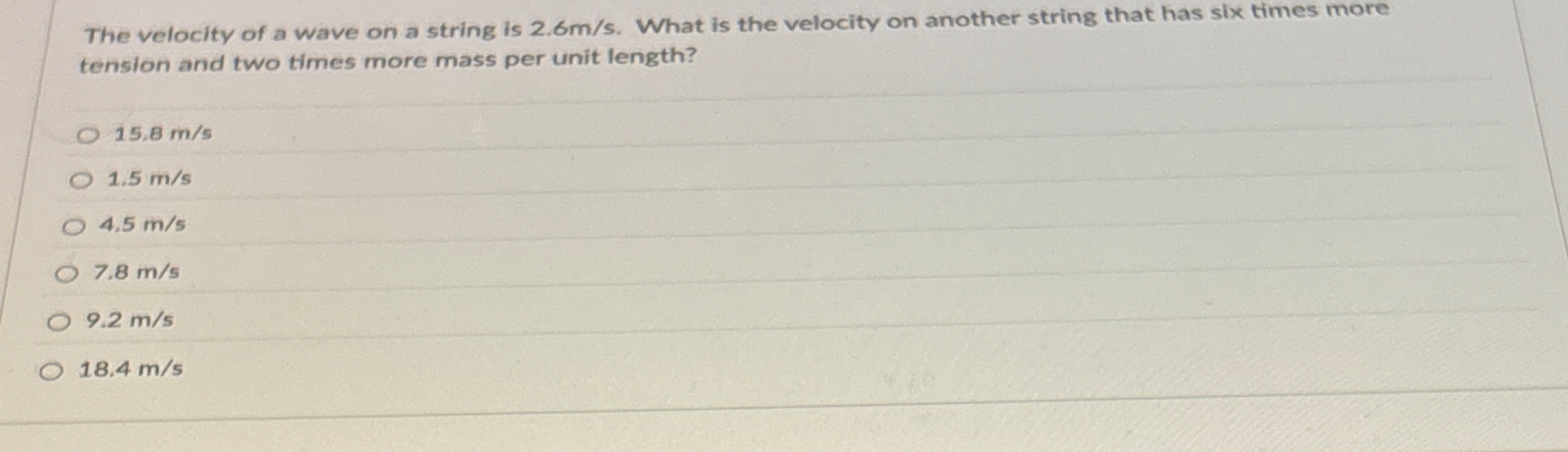 Solved The velocity of a wave on a string is 2.6ms. ﻿What is | Chegg.com