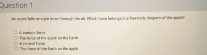 Solved Question 1 An apple falls straight down through the | Chegg.com