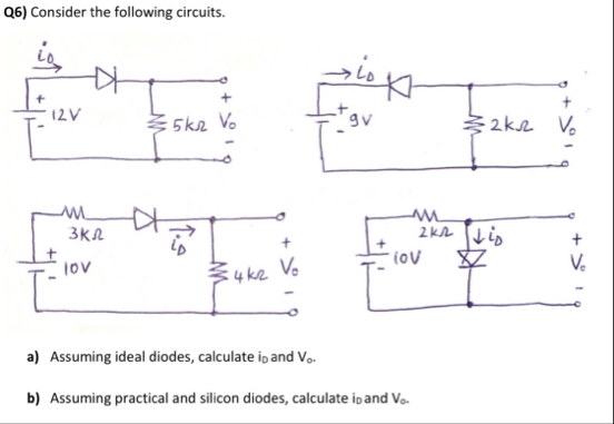Q6) ﻿Consider the following circuits.a) ﻿Assuming | Chegg.com