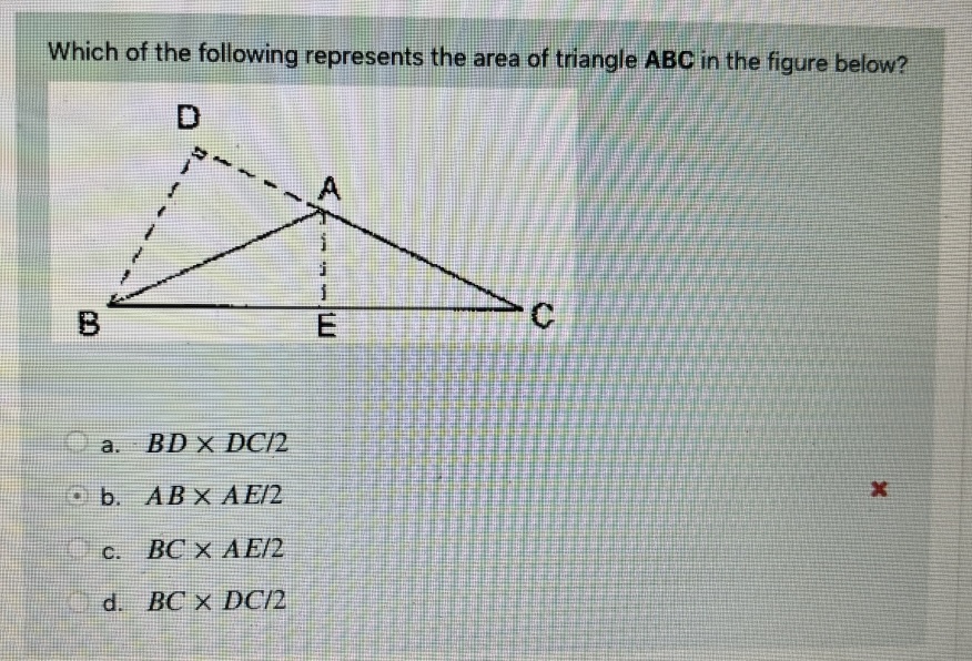 Solved Which of the following represents the area of | Chegg.com