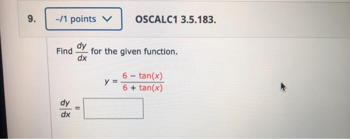Solved -/1 points v OSCALC1 3.5.183. Find for the given | Chegg.com Solved -/1 points v OSCALC1 3.5.183. Find for the given | Chegg.com