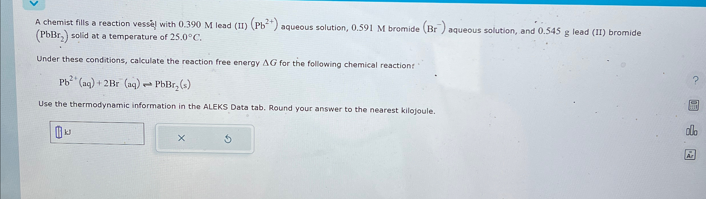 Solved A chemist fills a reaction vessël with 0.390M ﻿lead | Chegg.com