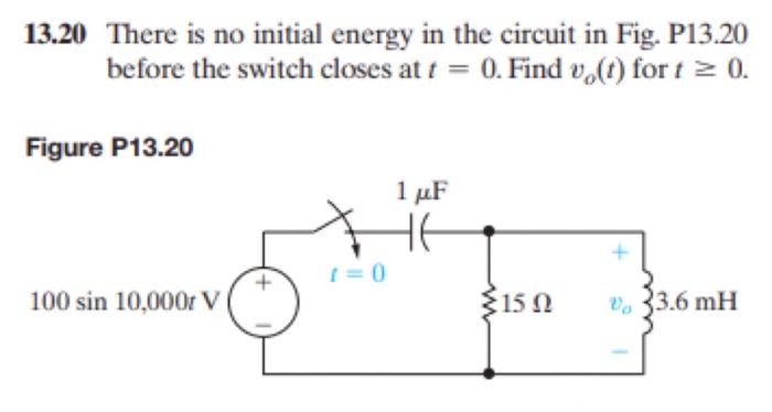 Solved 13.20 There is no initial energy in the circuit in | Chegg.com