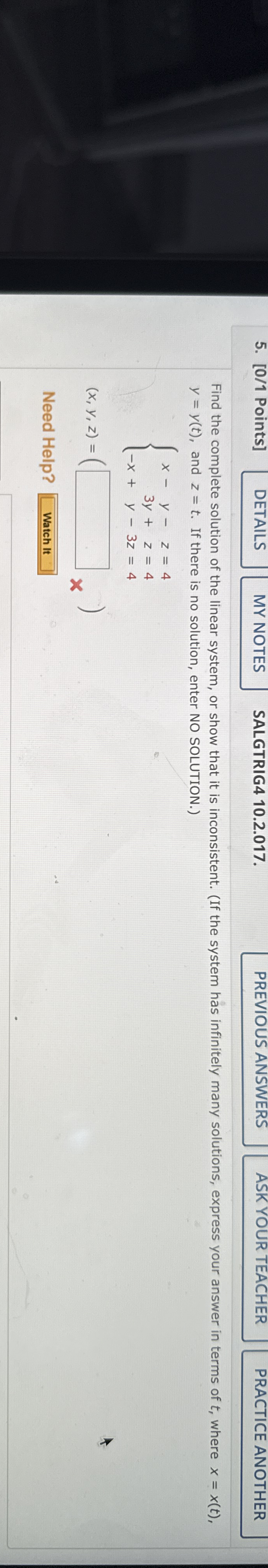 Solved Find The Complete Solution Of The Linear System Or
