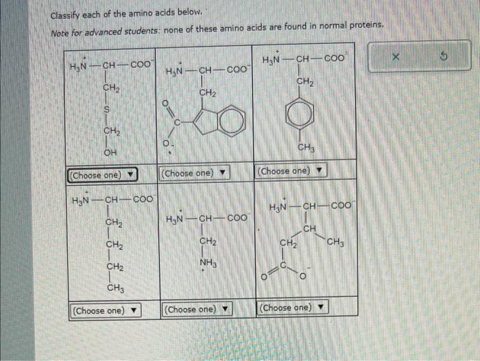 Solved Classify each of the amino acids below. Note for | Chegg.com