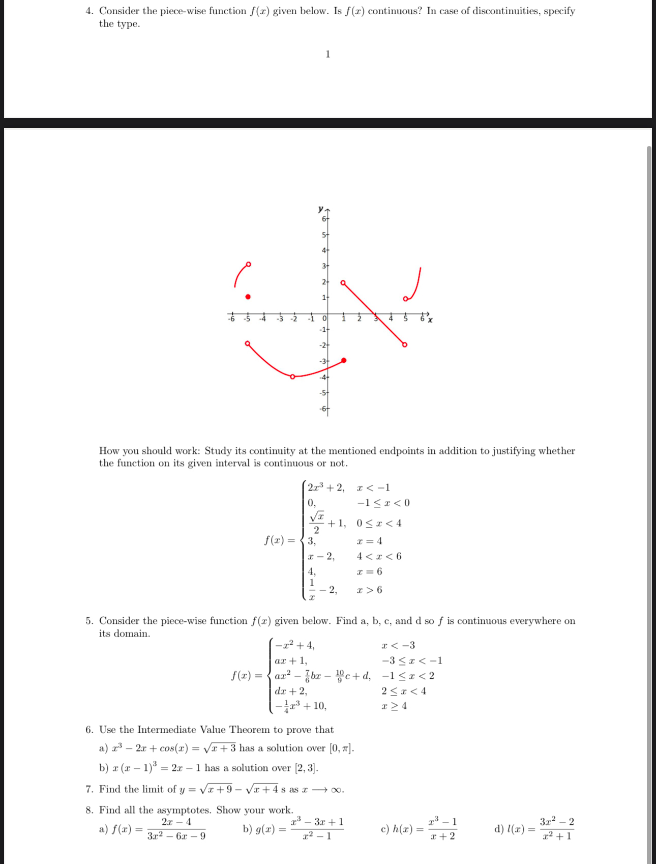 Solved Consider the piece-wise function f(x) ﻿given below. | Chegg.com
