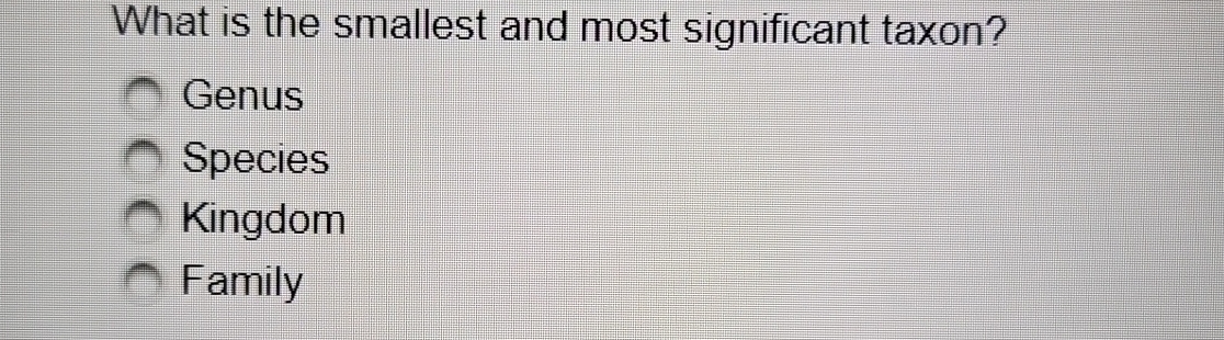 Solved What is the smallest and most significant taxon? | Chegg.com