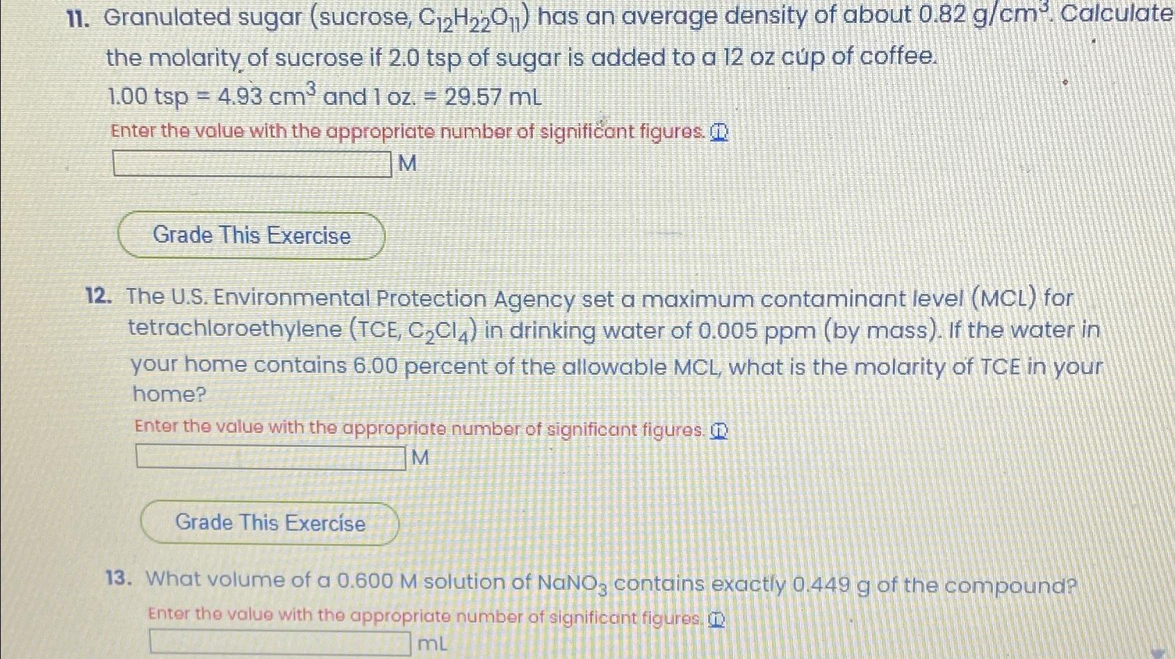 Solved Granulated sugar (sucrose, C12H22O11 ) ﻿has an | Chegg.com