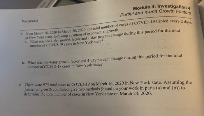 Solved Module 4: Investigation 4 Precalculus Partial and | Chegg.com