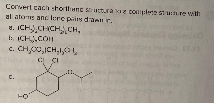 Solved Convert each shorthand structure to a complete | Chegg.com