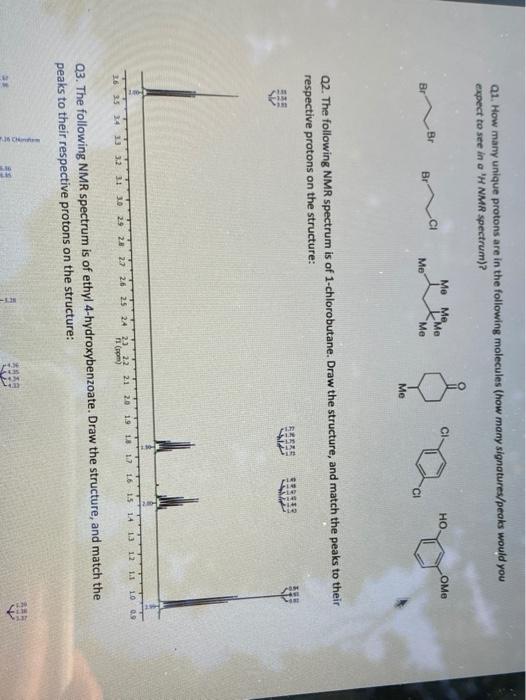 Solved 1. How many unique protons are in the following | Chegg.com