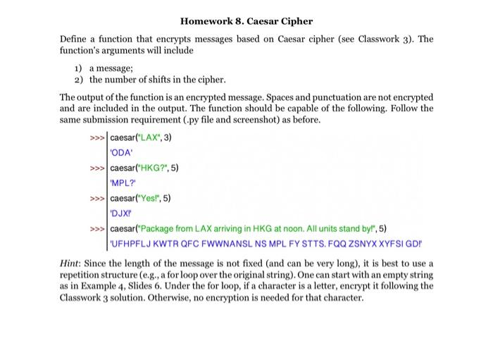 Solved Define a function that encrypts messages based on | Chegg.com