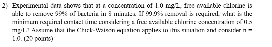 Solved Experimental data shows that at a concentration of | Chegg.com
