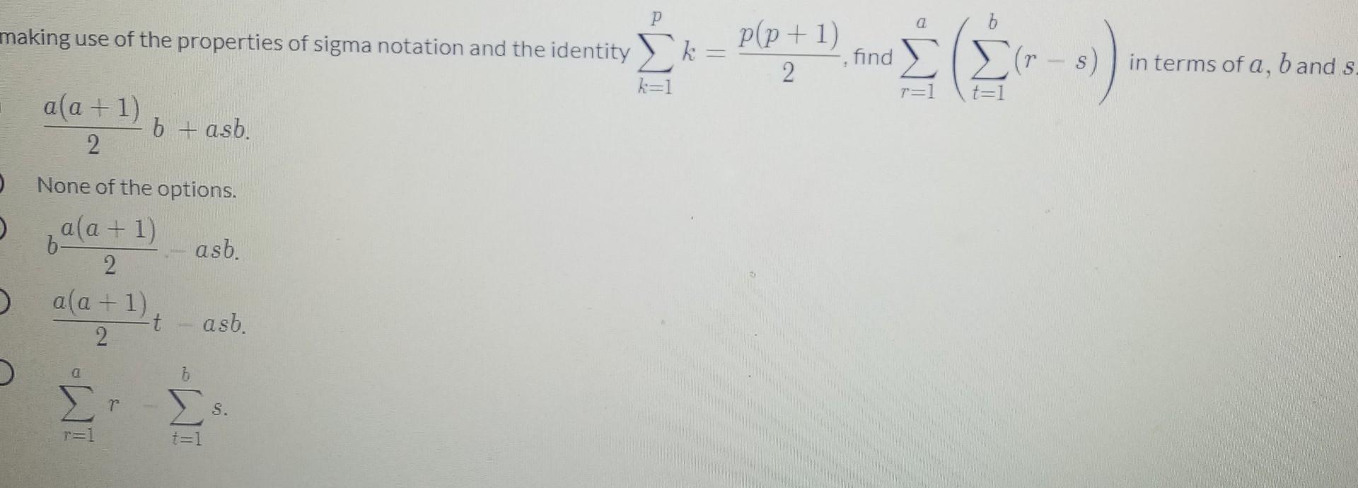 Solved making use of the properties of sigma notation and | Chegg.com