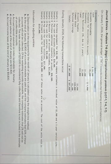 Solved Journal Entries - ﻿Problem 7-6 (Algo) ﻿Comprehensive | Chegg.com