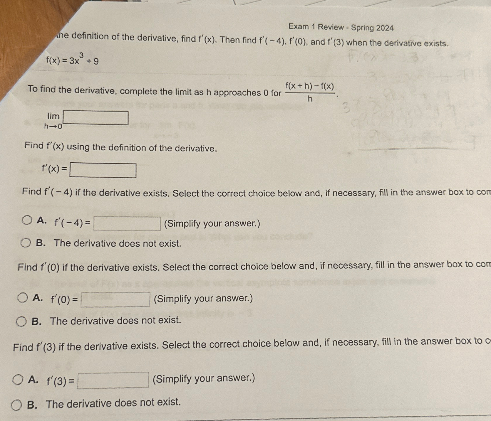 Solved Exam 1 ﻿Review - ﻿Spring 2024the definition of the | Chegg.com