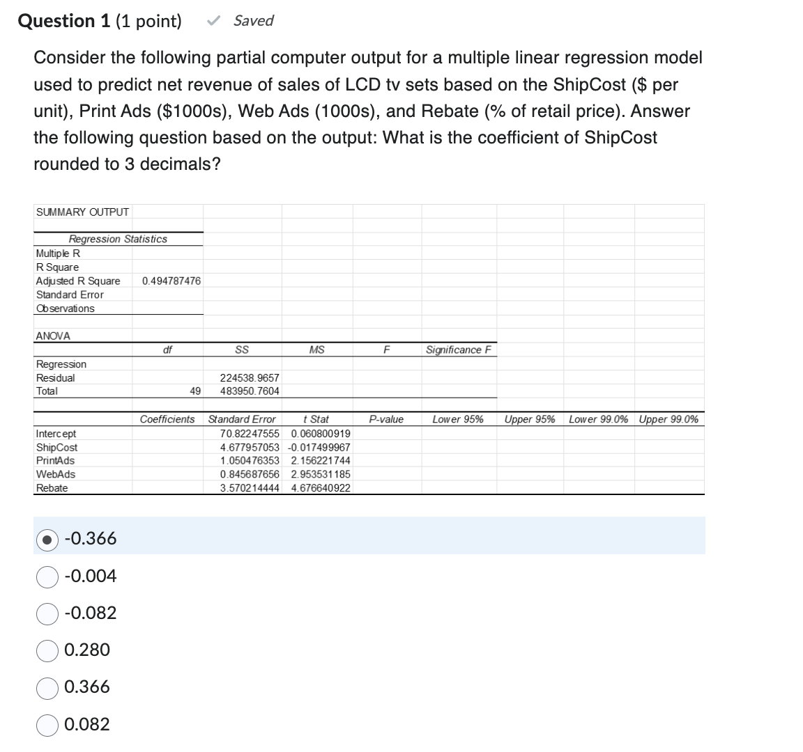Solved Question 1 (1 ﻿point)Consider the following partial | Chegg.com