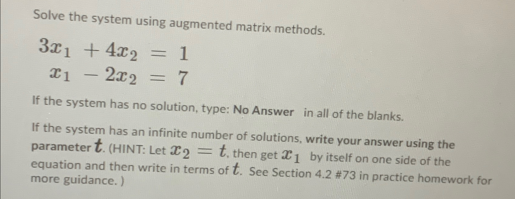 Solved Solve the system using augmented matrix | Chegg.com