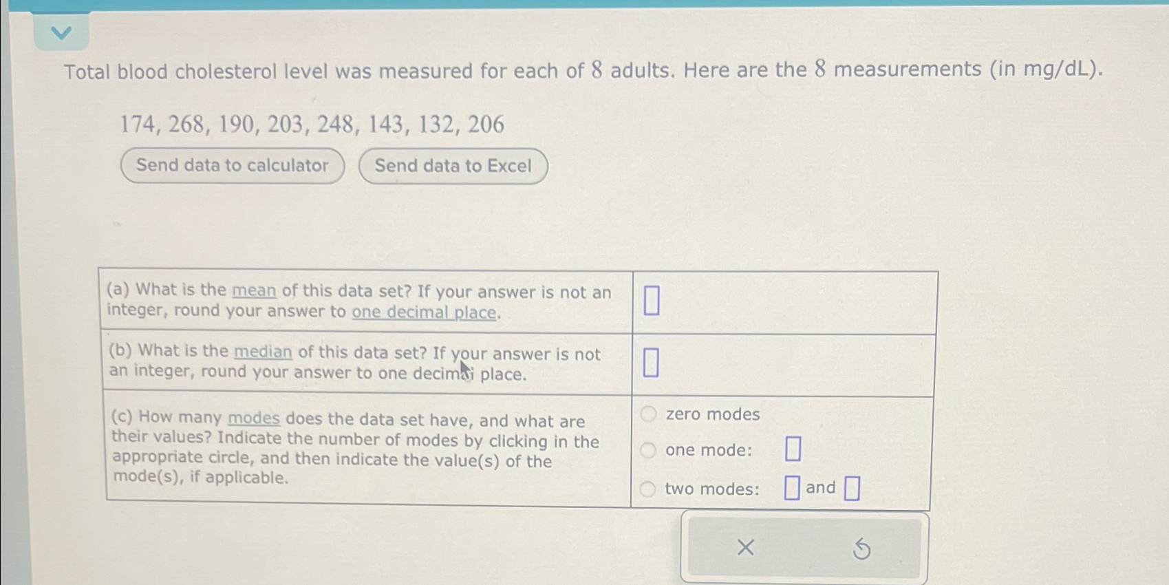 Solved Total blood cholesterol level was measured for each | Chegg.com