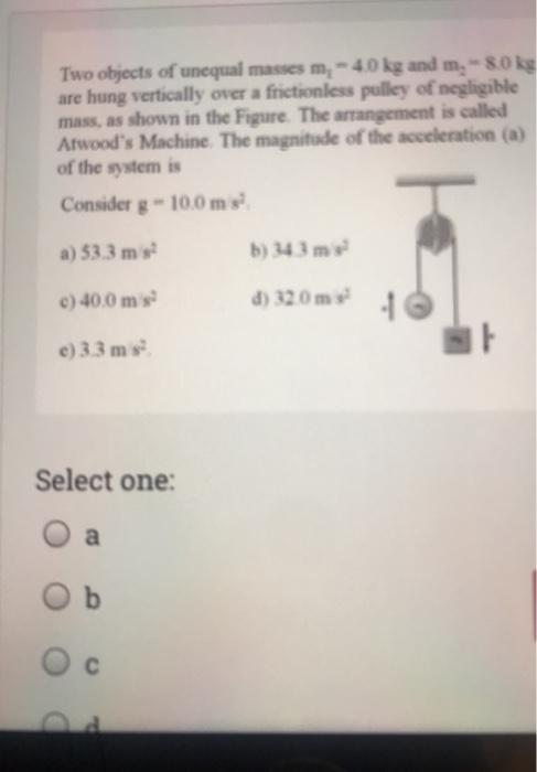 Solved Two objects of unequal masses m, - 40 kg and m. -80 | Chegg.com