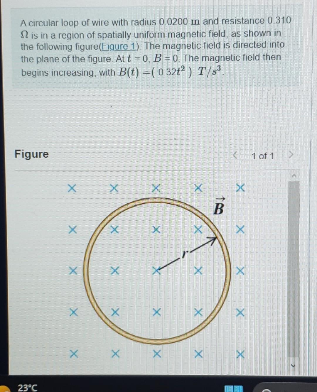 Solved A circular loop of wire with radius 0.0200 m and | Chegg.com