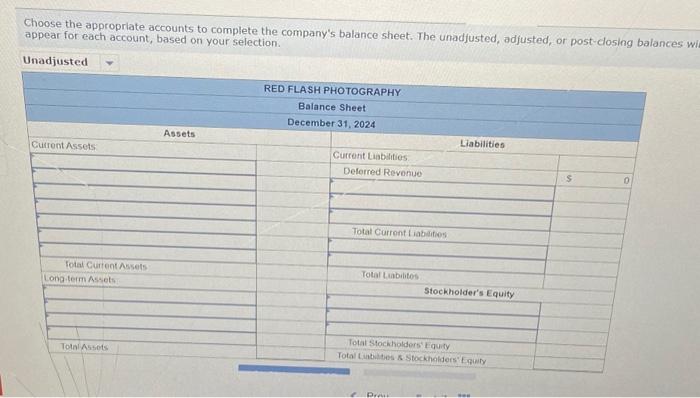 Solved On January 1, 2024, Red Flash Photography had the | Chegg.com