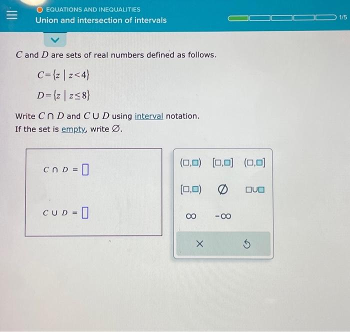 Solved ||| O EQUATIONS AND INEQUALITIES Union and | Chegg.com