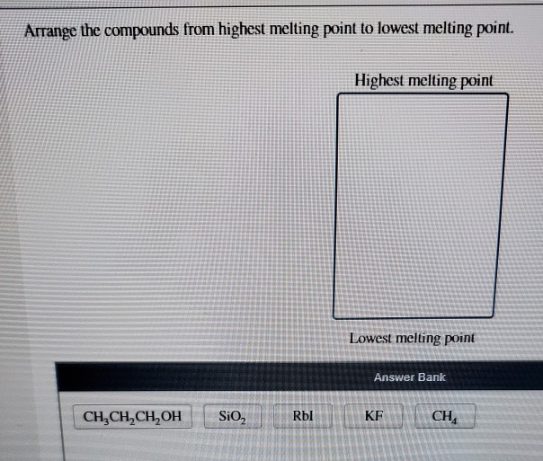 Solved Arrange the compounds from highest melting point to | Chegg.com